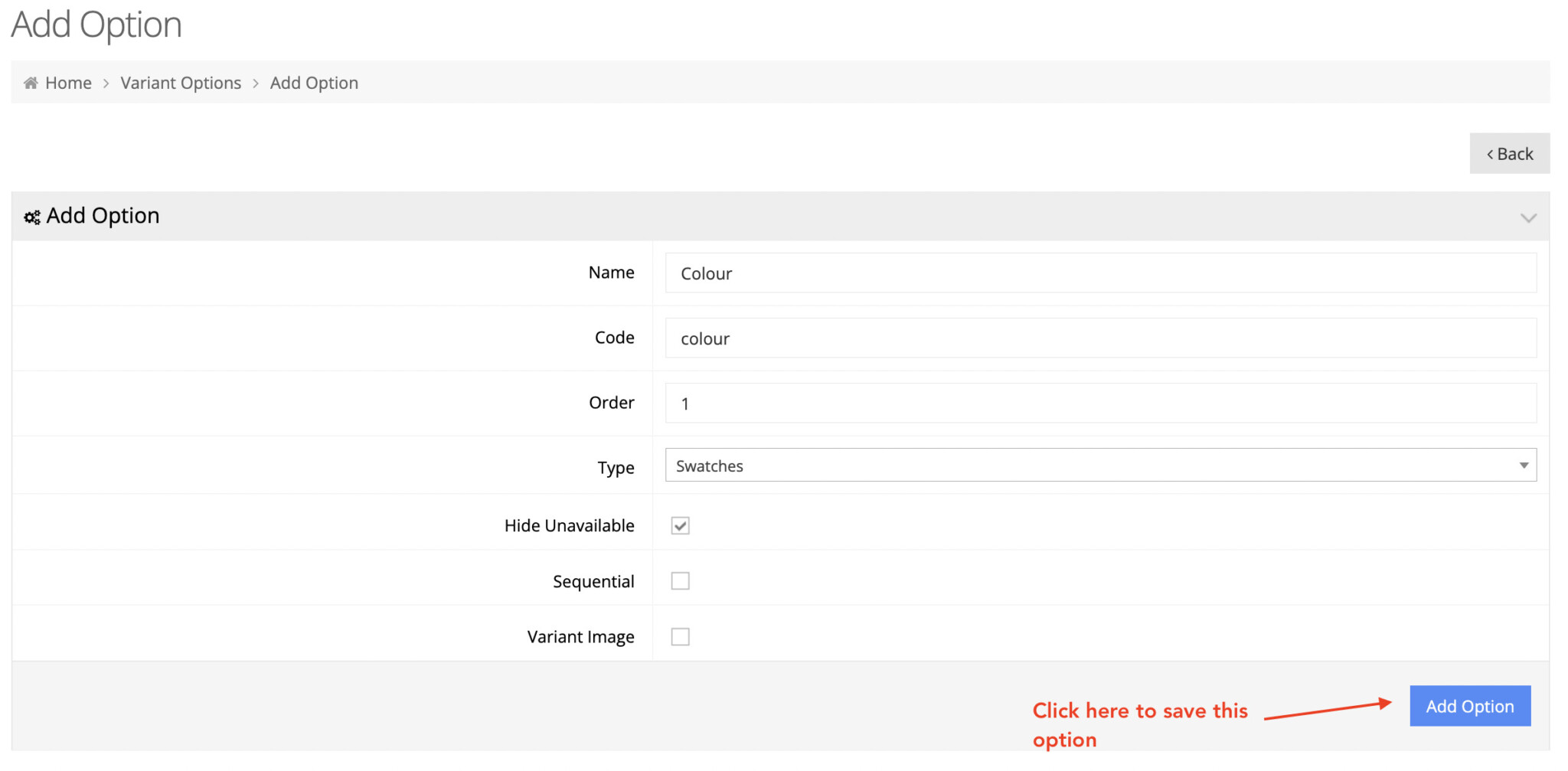 How to Create Variant Options - commercebuild Success Portal