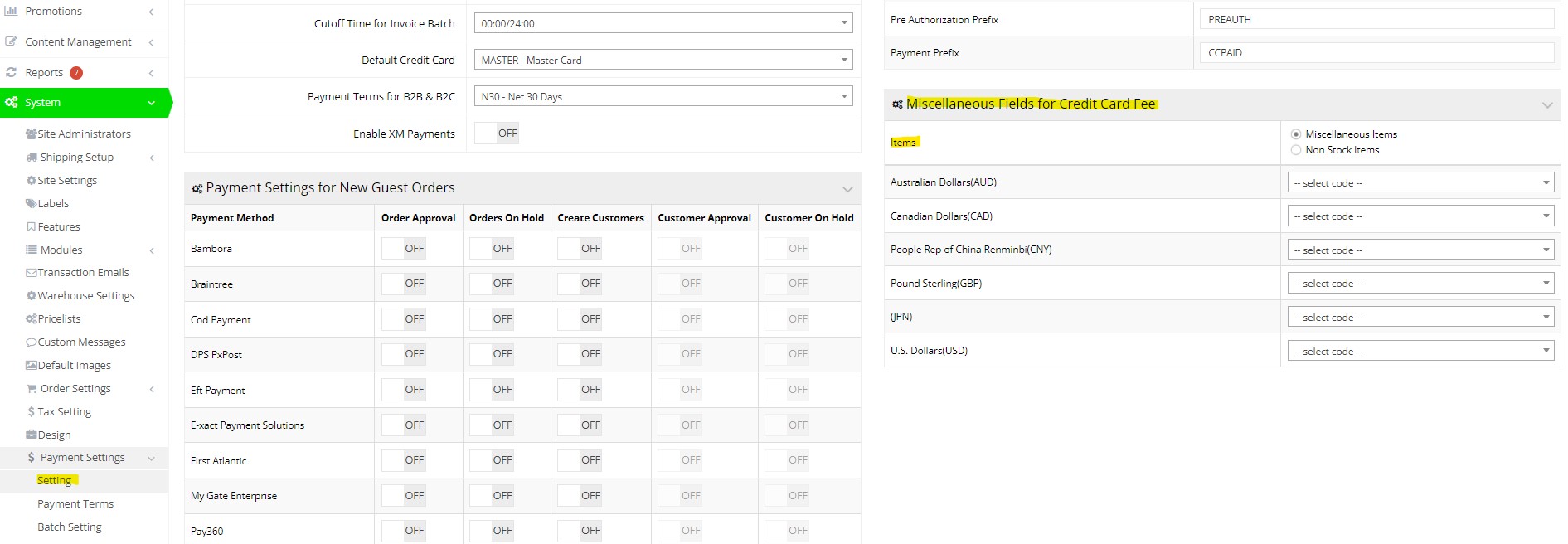 How to configure credit card fee - Sage 300 - commercebuild Success Portal